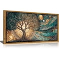 Affixzi Tree of Life Textured Canvas Wall Art, Gold Sun and Moon Cosmic ...