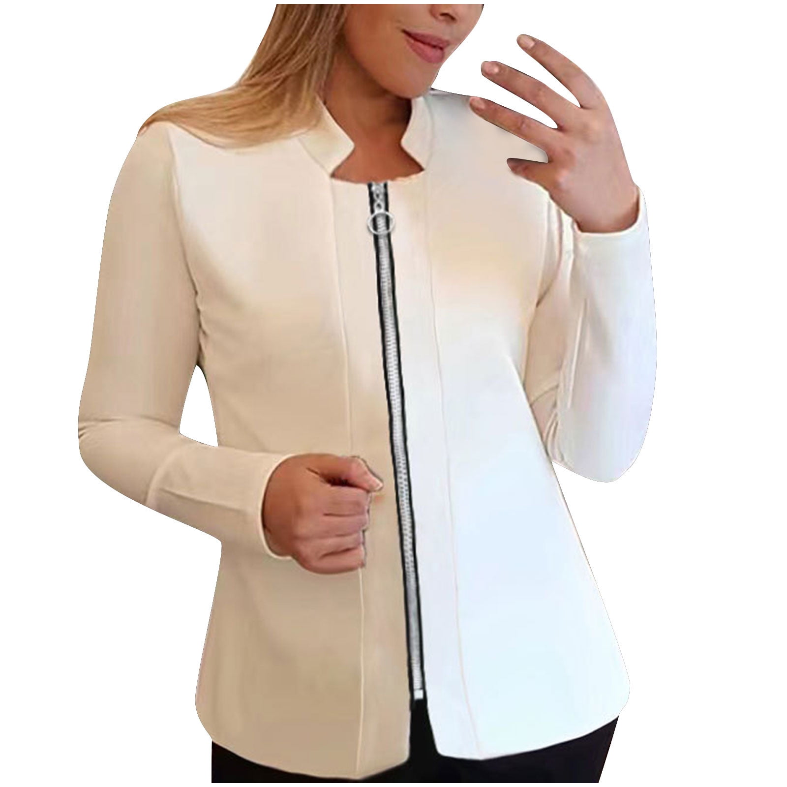 Click here for Yuyuzo Jackets For Women Long Sleeve Notch Neck Zi... prices