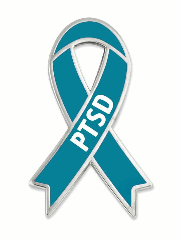 PinMart's PTSD Teal Awareness Ribbon Enamel Lapel Pin - 5 Pack ...