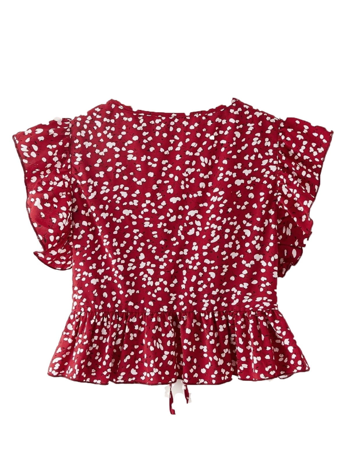Red Ditsy Floral Boho Peplum Women's Blouses - Walmart.com