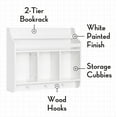 Kids Bookshelf with 3 Cubbies & Hooks - Book Nook Wall Bookshelf for ...