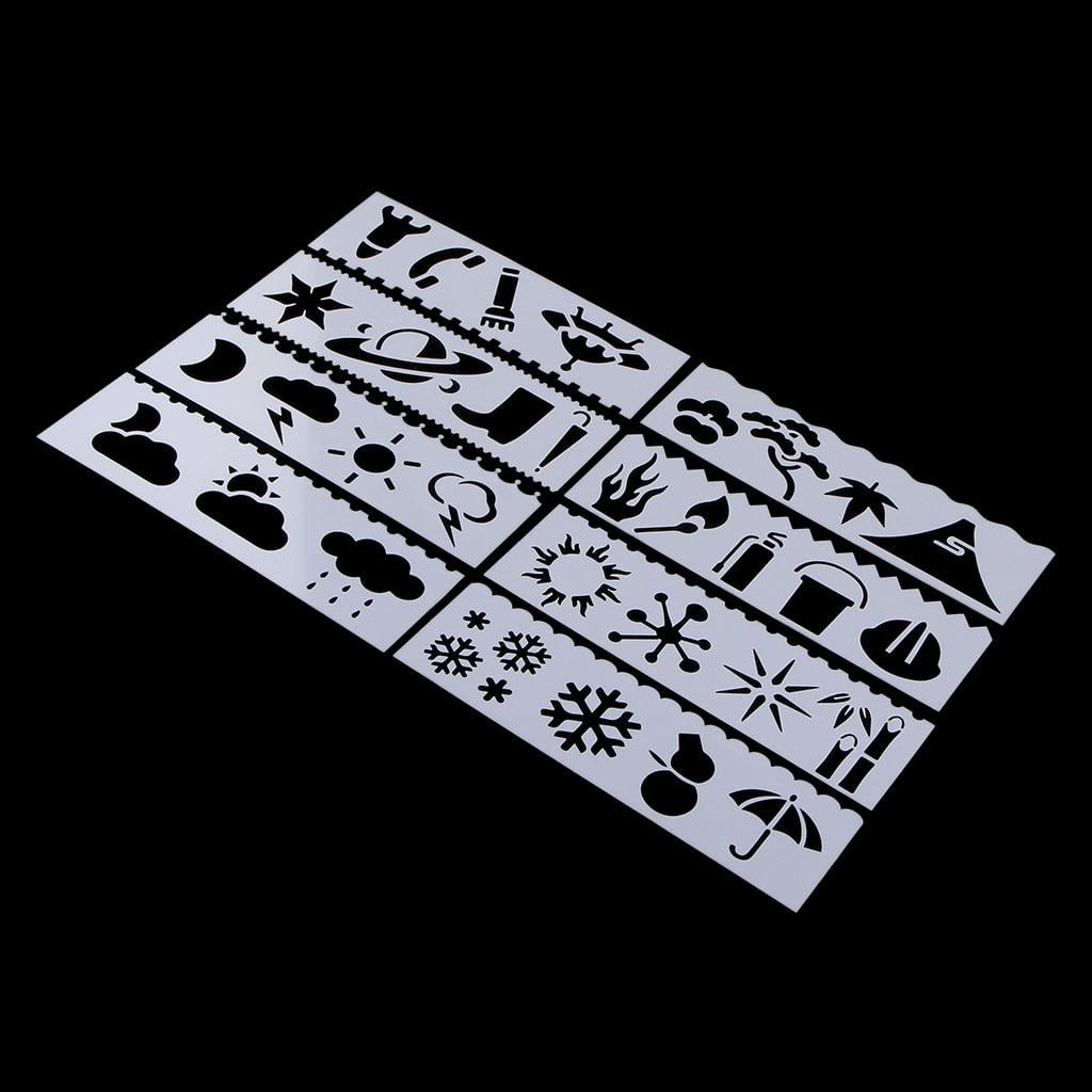 8 Pieces Stencils Rulers for Journal And Diary Hand Account DIY Drawing ...