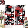 Camo Curtain, Abstract Black Red Grey Hunter Army Camouflage Pattern ...