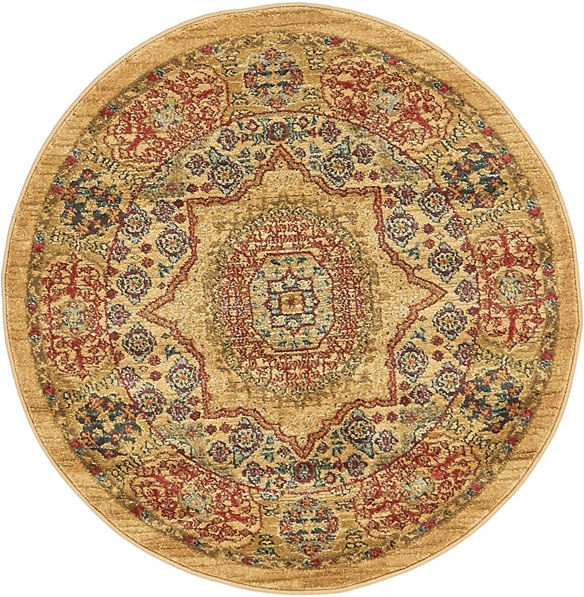 Rugs.com Amina Collection Rug – 3' Round Beige Flatweave Rug Perfect ...