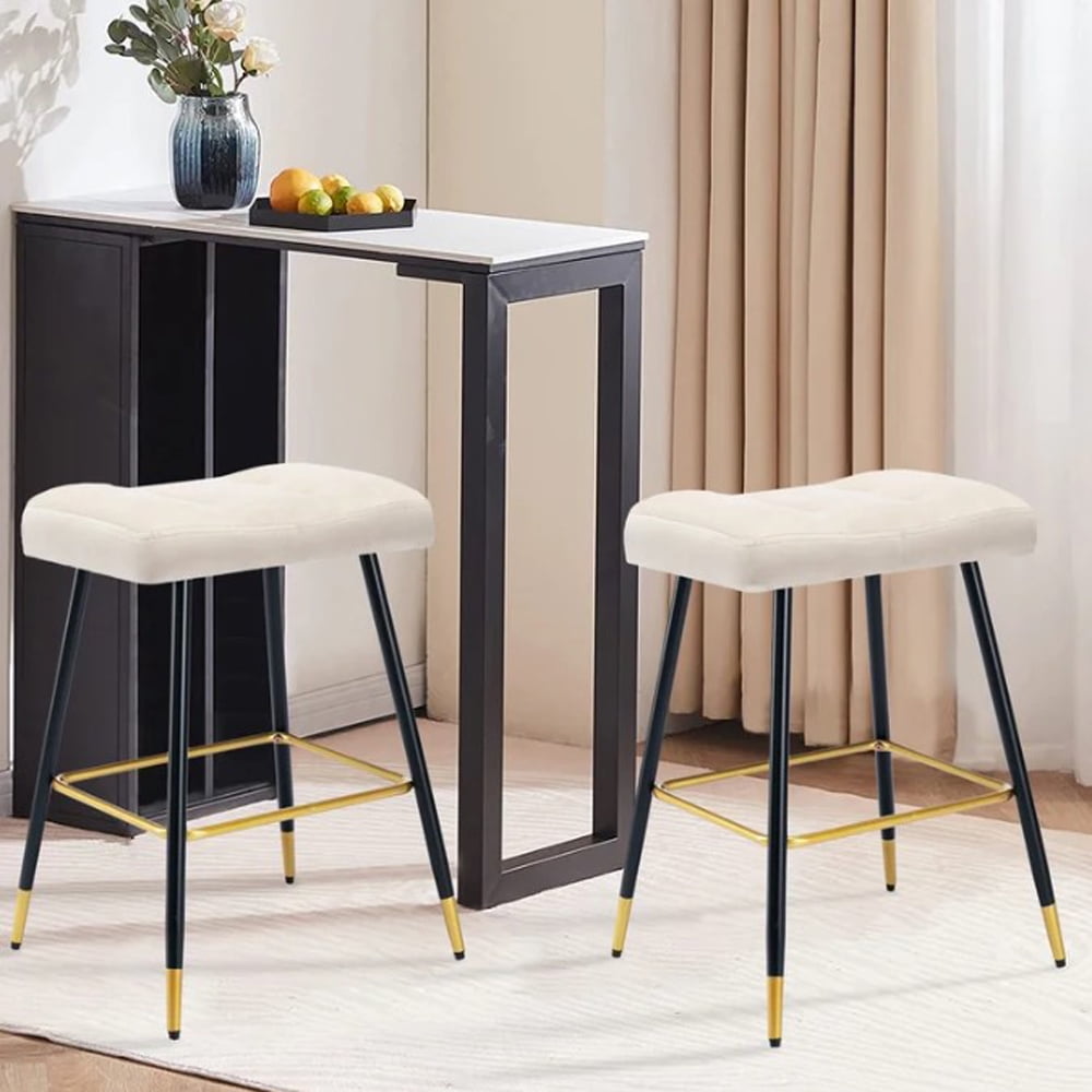 Counter Height Bar Stools,Bar Stools Set of 2,Velvet Bar stools Counter ...