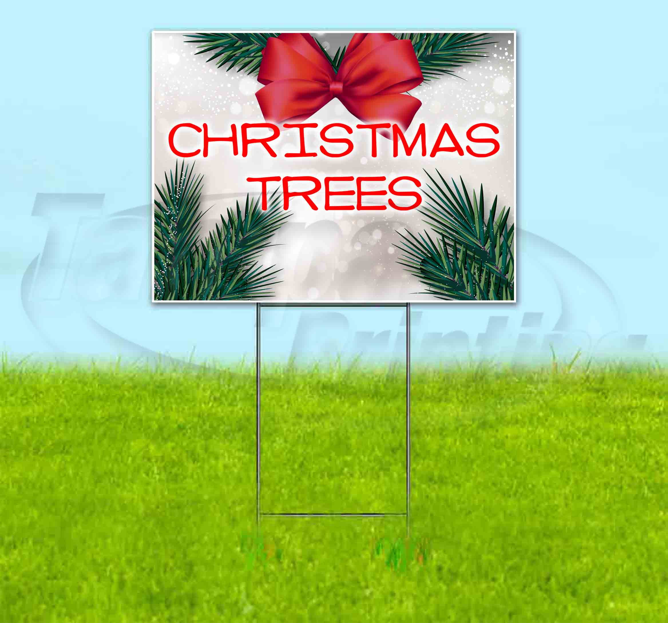 Christmas Trees V4 (18" X 24") Yard Sign, Includes Metal Step Stake ...