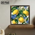 1pc Vintage Lemons Blue Flowers Wooden Framed Wall Art - 8x8 Inch ...