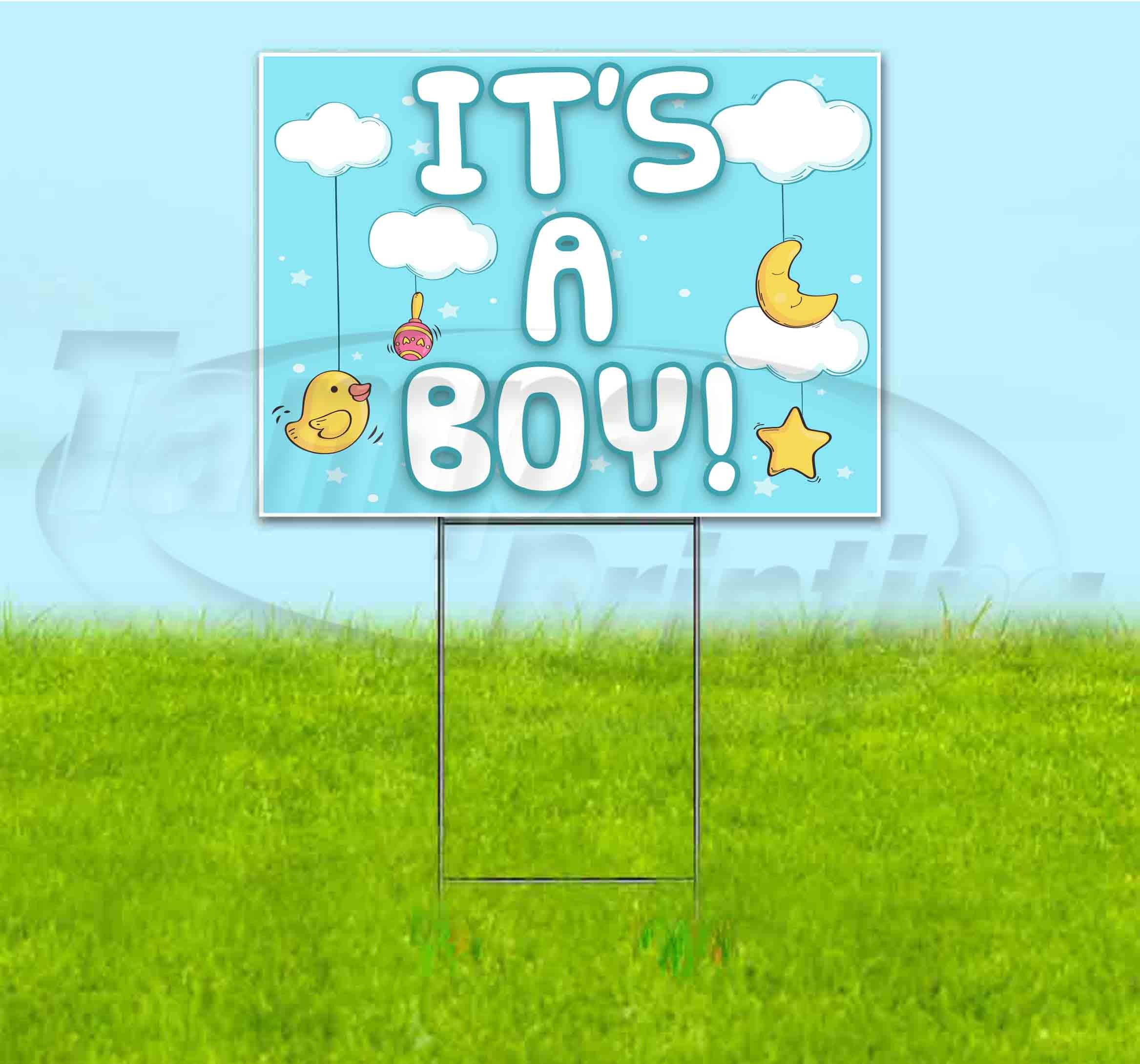 Its A Boy Cloudtoys (18" x 24") Yard Sign, Includes Metal Step Stake ...