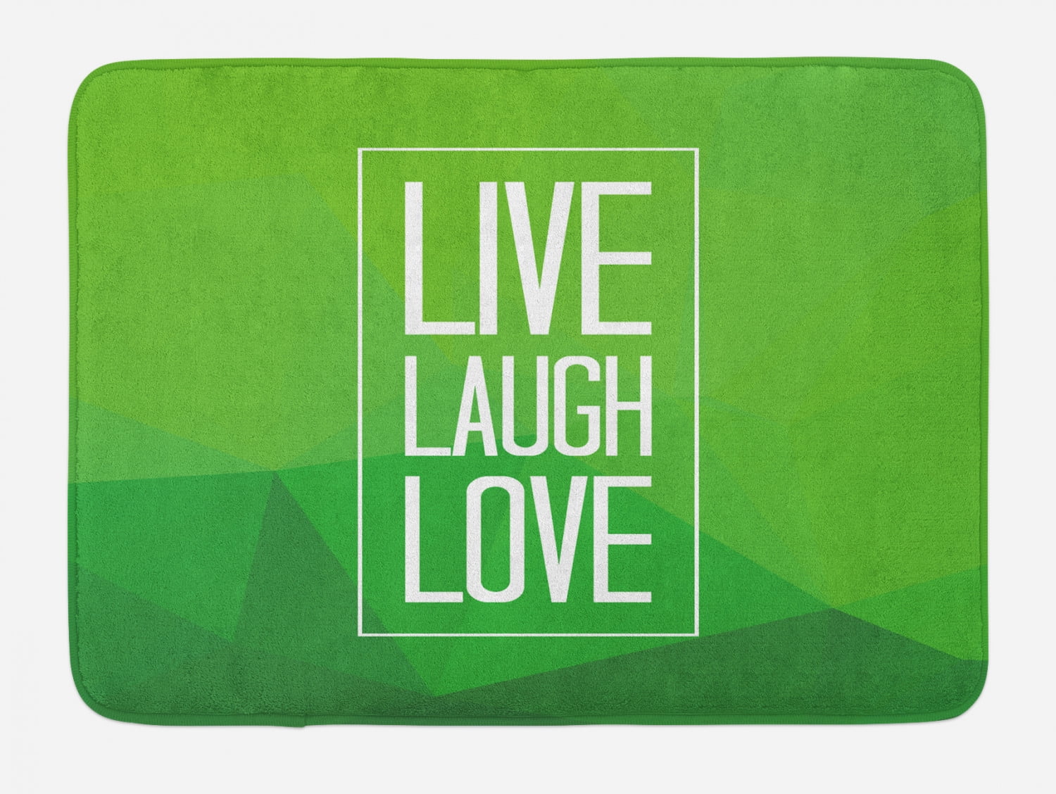 Live Laugh Love Bath Mat, Triangular Polygon Background with Rectangle ...