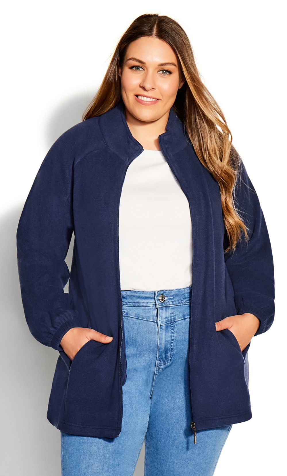 Avenue Womens Plus Size Polar Fleece Zip Jacket - Walmart.com