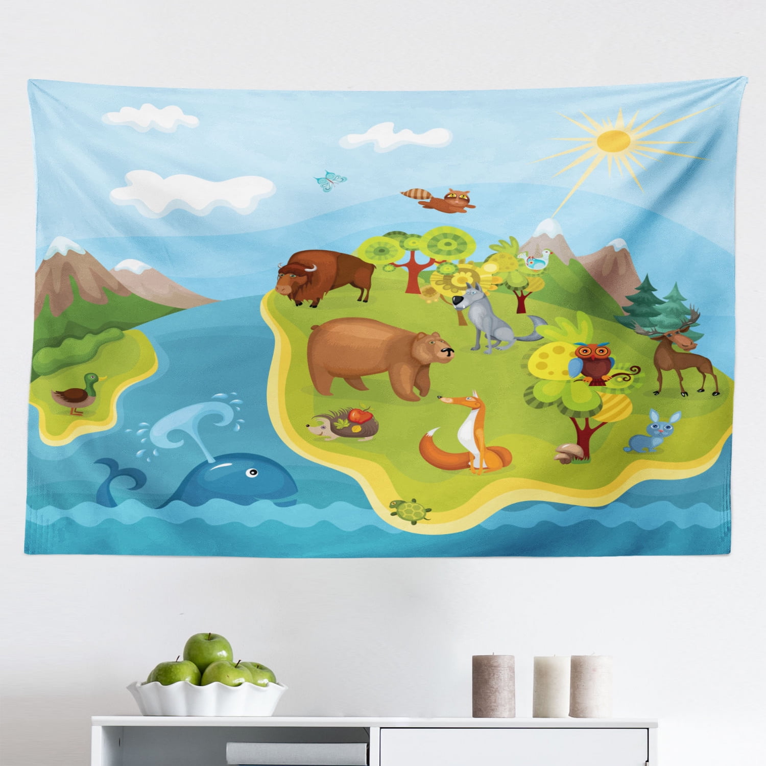 Camping Tapestry, Travel Tent on a Barren Rural Autumn Field Distant ...