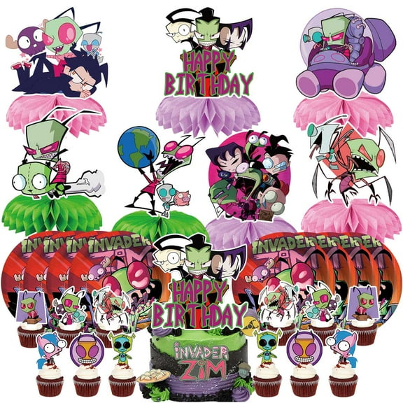 Invader Zim Plates Balloons Party Supplies Plates Cake Toppers ...
