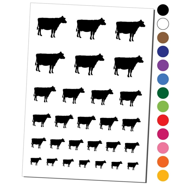 Solid Cow Farm Animal Water Resistant Temporary Tattoo Set Fake Body ...