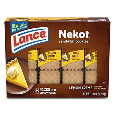 Lance Sandwich Cookies, Nekot Lemon Creme, 8 Individually Wrapped Packs ...