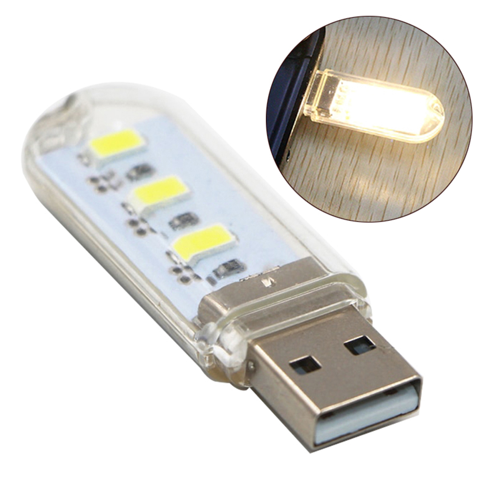 U Disk Shape 3LEDs 5V USB Mini Light Keyboard Laptop Reading Lamp for ...