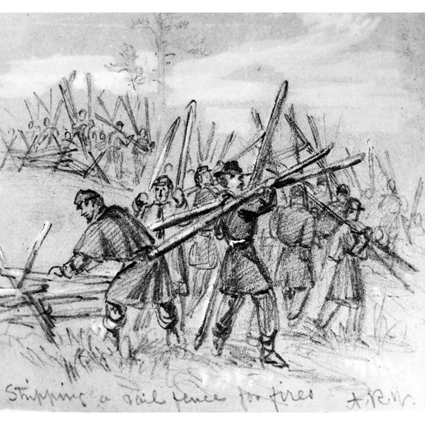 Civil War: Fire Wood. /Nunion Soldiers Stripping A Rail Fence For Fire ...