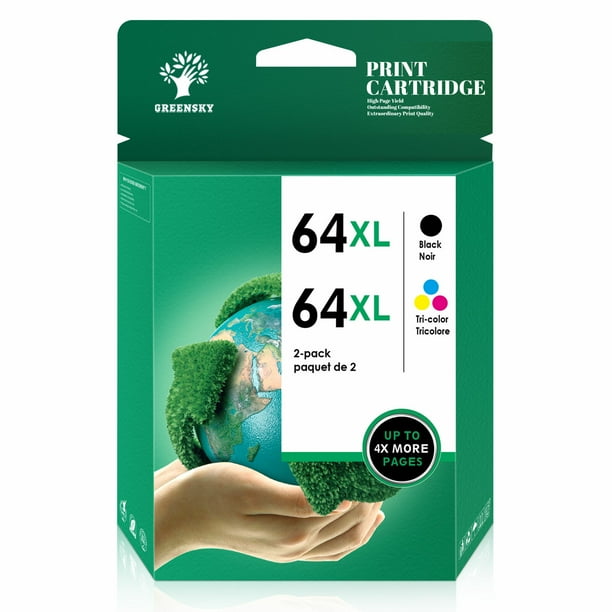 Greensky Printer Ink 64XL Replacement for HP 64 Ink Cartridge Combo for ...