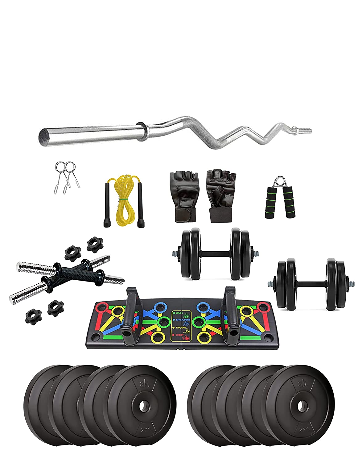 anythingbasic. PVC 16 Kg Home Gym Set with One 3 Ft Curl and One Pair ...