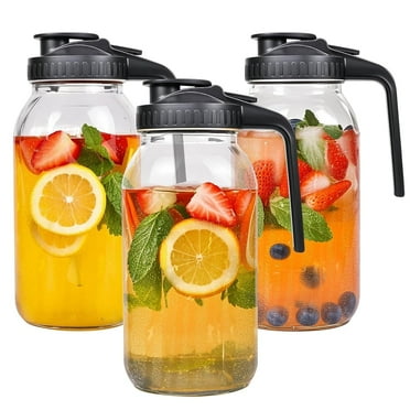 64oz Glass Pitcher with Lid,2 Quart Mason Jar Pitchers with Lid and ...