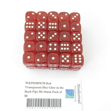 Yellow Transparent Dice with Glow in the Dark Pips D6 16mm (5/8in) Pack ...