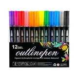 12 color sets Double Line Outline Markers Art Markers Highlighting Pens ...