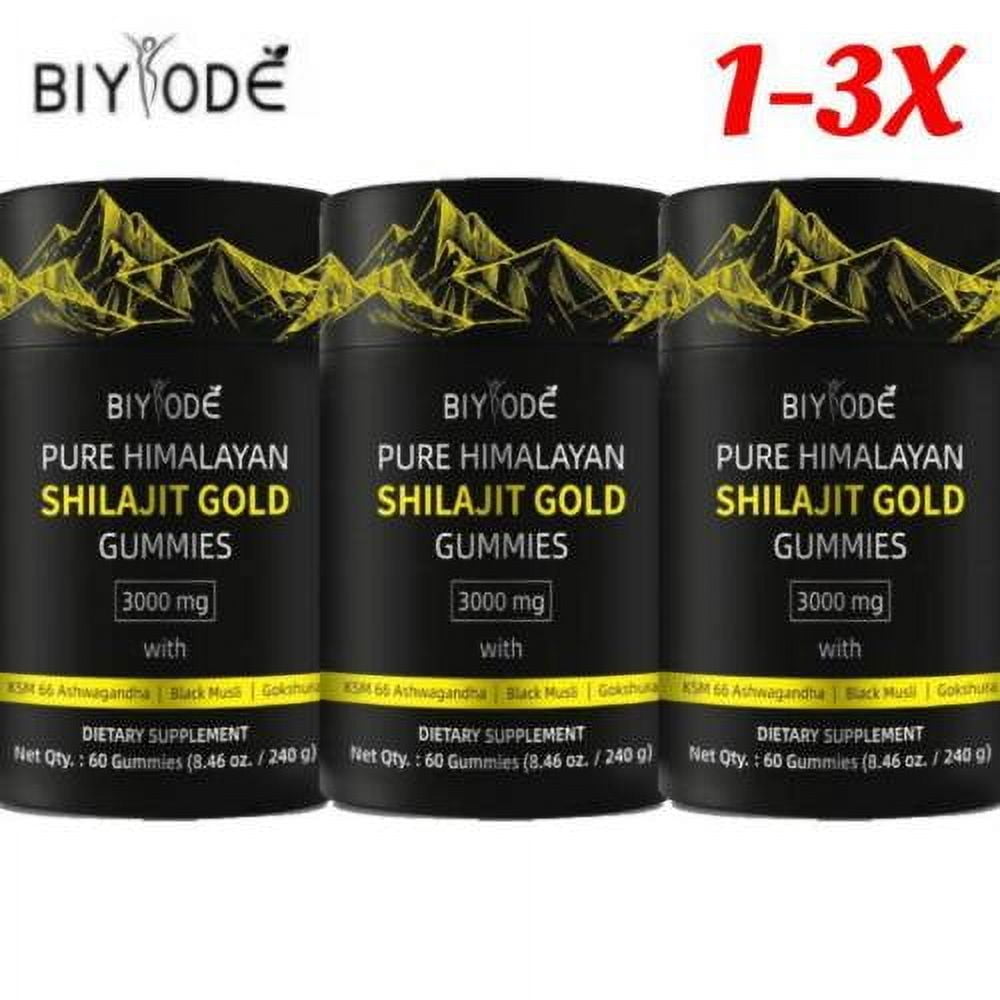 2X /Pure Himalayan Shilajit Gold Gummies with Black Seed Oil 60 Gummies ...