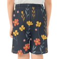 BZSMCE Adjustable Drawstring Casual Shorts With Yellow Orange Flowers ...