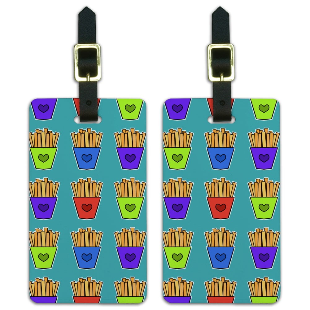 Colorful French Fries Pattern Luggage ID Tags Suitcase Carry-On Cards ...