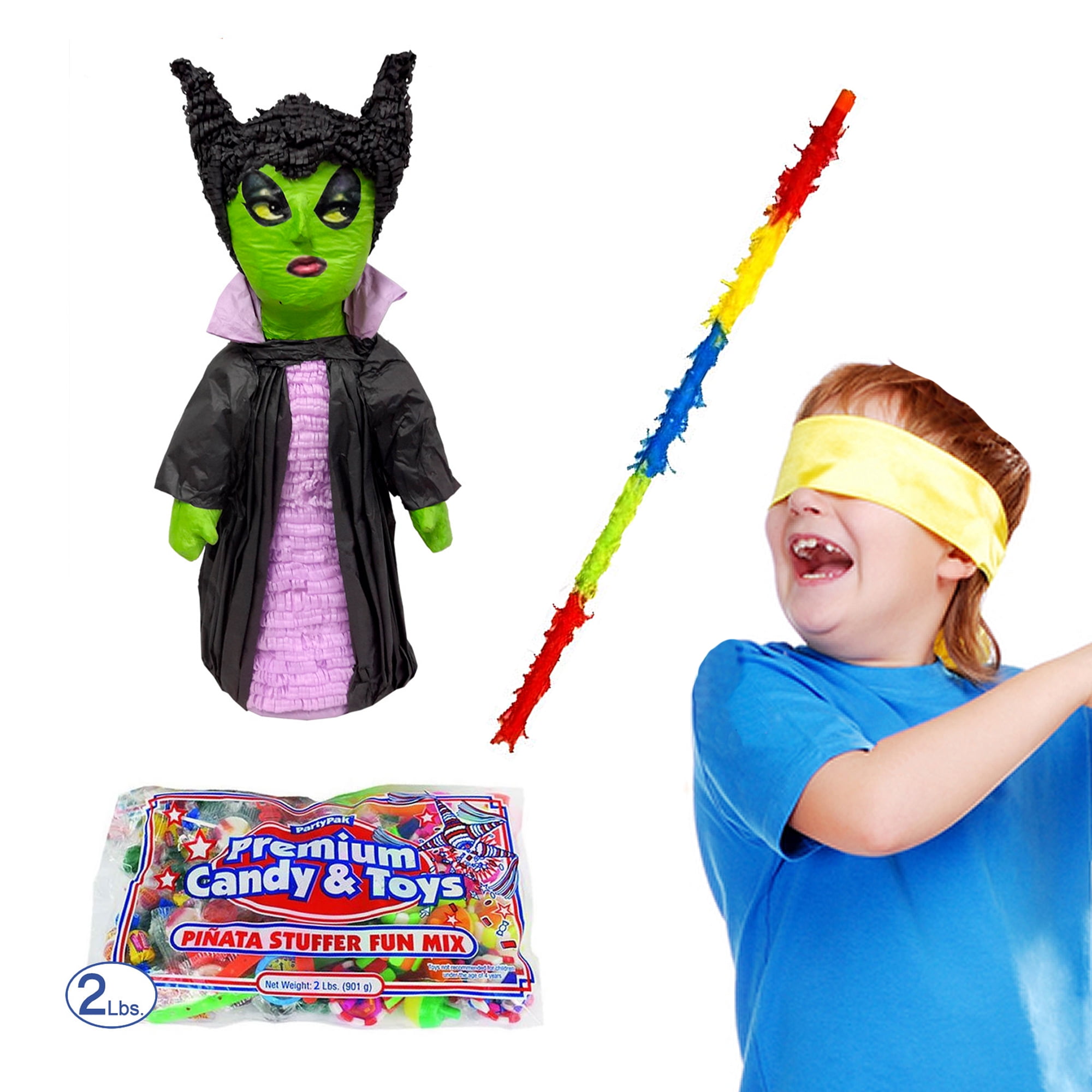 Maleficent Witch Pinata Kit Including Pinata, Buster Stick, Bandana, 2 ...