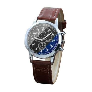 Ausyst Men's Watch Fashion Luxury Faux Leather Mens Quartz Analog ...