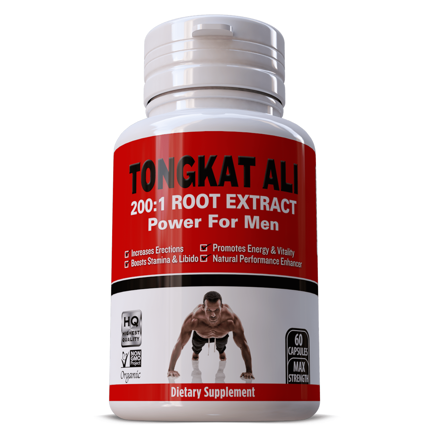 Tongkat Ali Extract Testosterone Pills For Men 60 Capsules Organic Supplement