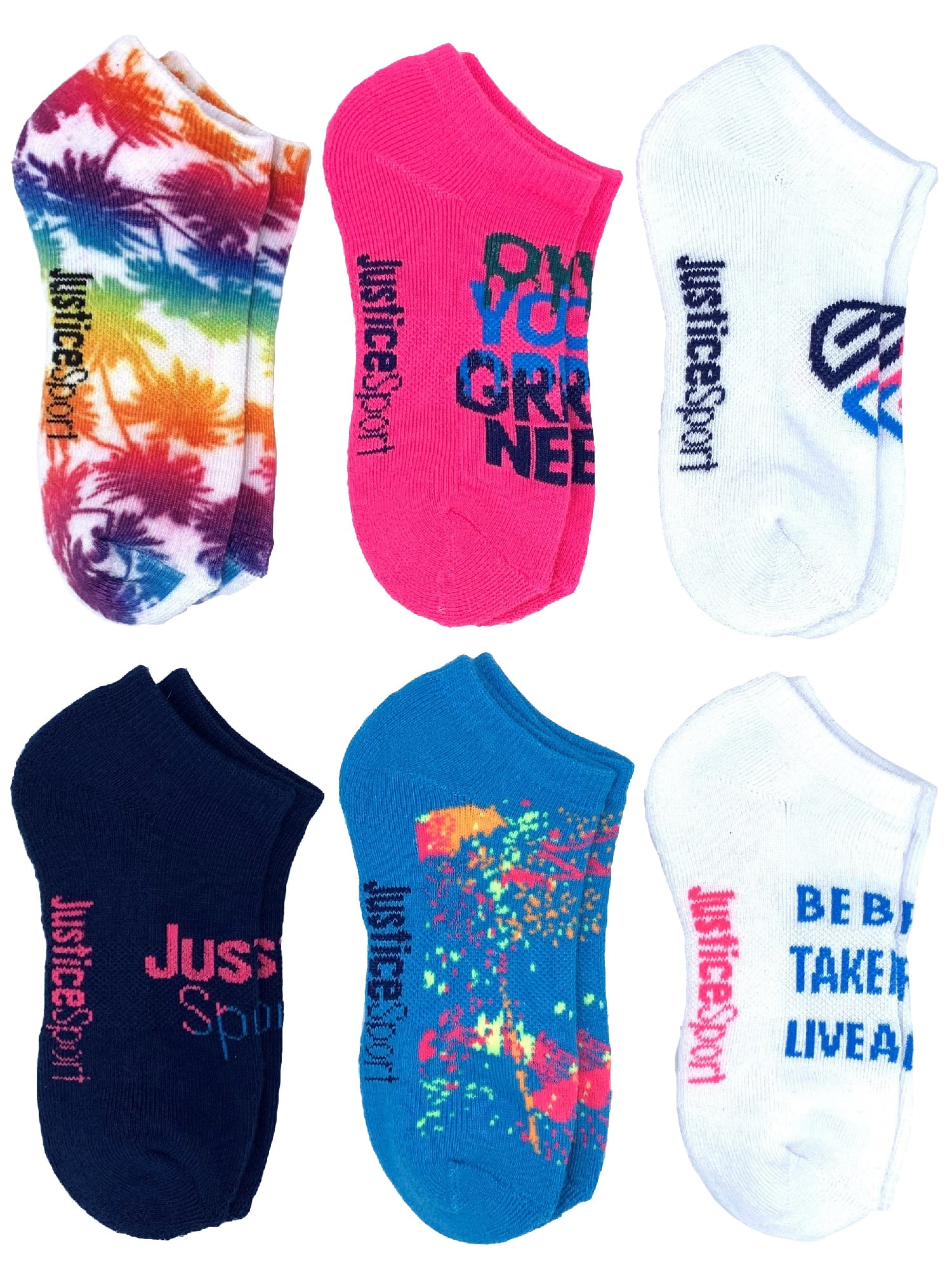 Justice, Girls No-Show Socks, 6-Pack, Sizes M-L - Walmart.com