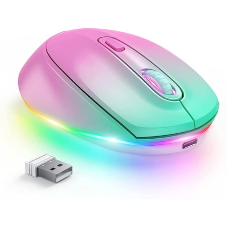 SAYDY Wireless Mouse, Ultra Quiet LED Light Up Mouse with USB Receiver ...