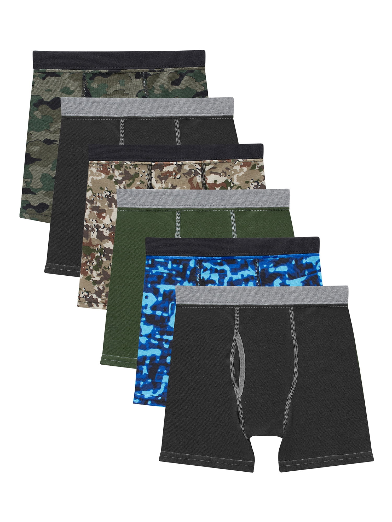 Hanes Boys' ComfortSoft Waistband Camo Prints Boxer Briefs, 5+1 Bonus ...
