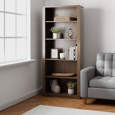 Bowery Hill Traditional 5 Shelf Wood Bookcase in Select Cherry ...