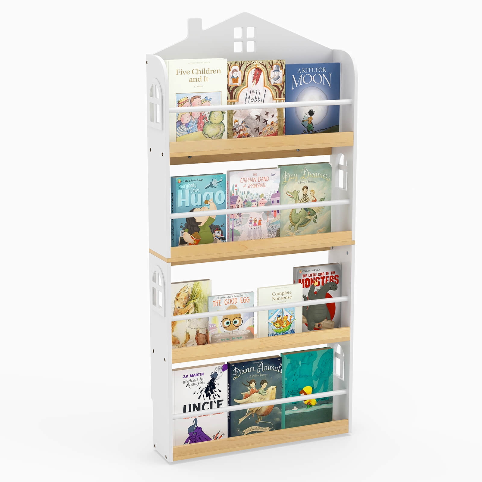 Click here for Costway 4-Tier House-Shaped Kids Bookshelf With An... prices