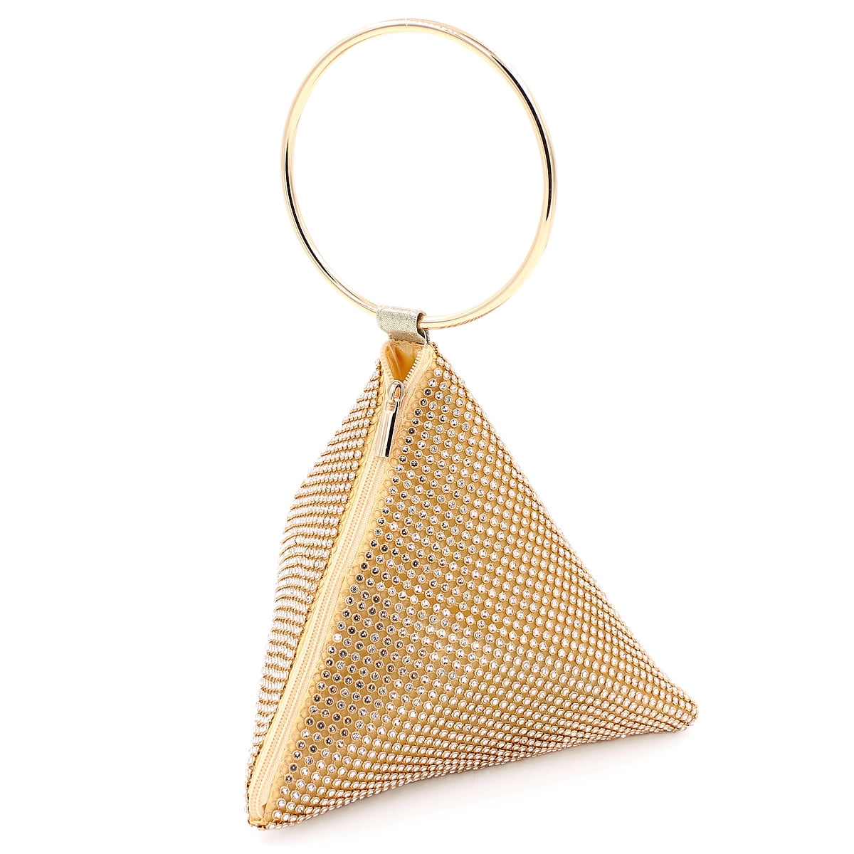 Rhinestone Mesh Triangle Pyramid Clutch Full Crystal Soft Wristlet ...