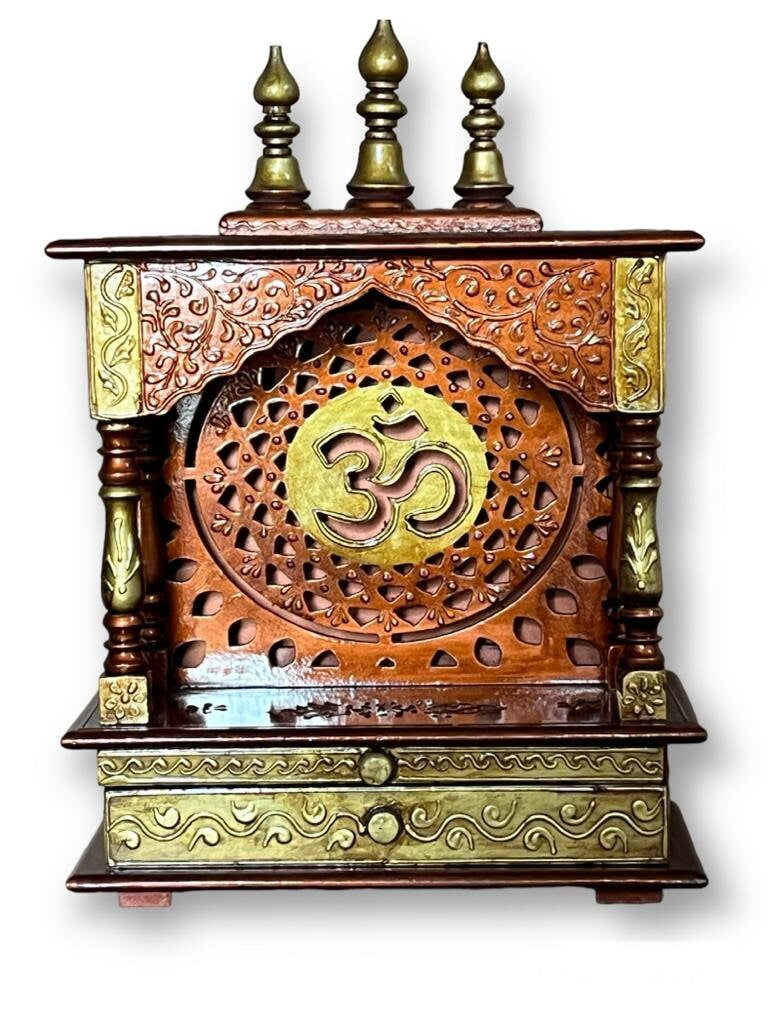 Wooden Temple Handcrafted Hindu Hanging Puja Mandir / DevGhar / Mandap ...