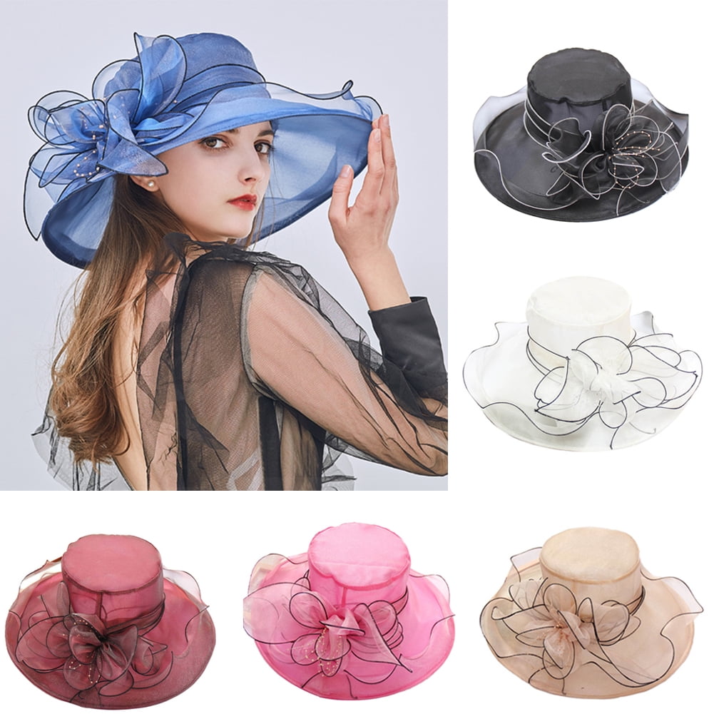 D-GROEE Women's Floral Organza Tea Party Hat Ladies Fascinator Hats ...