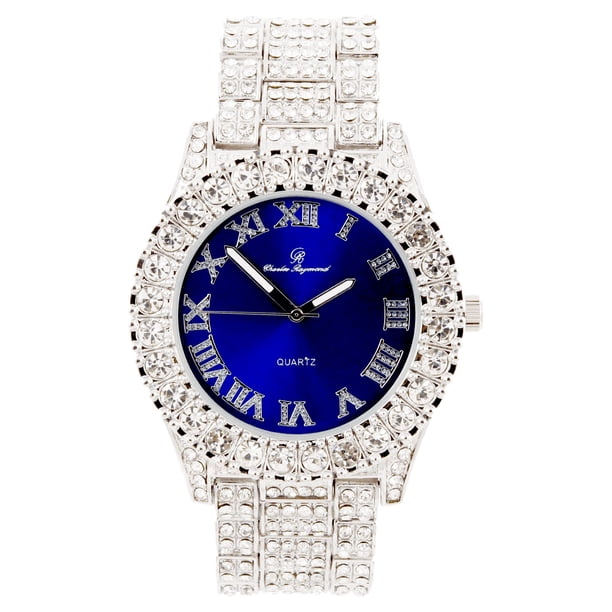Iced Out Chain Iced Out Men's Watch Set - Roman Dial + Cuban Chains ...