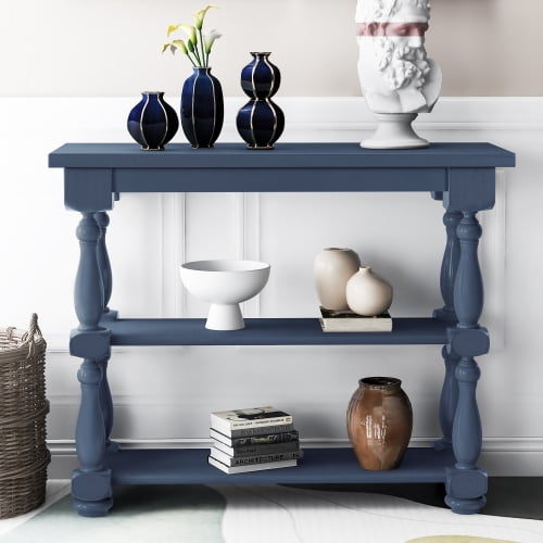 39.4'' Modern Console Table Narrow Console Table with 2 Shelves for ...