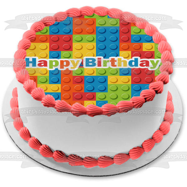 Happy Birthday Bricks Background Edible Cake Topper Image C01 L01 ...