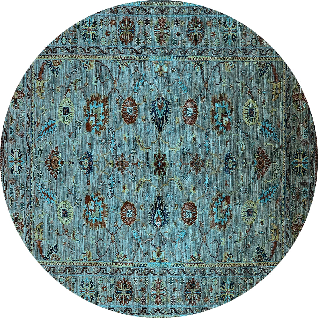 Ahgly Company Indoor Round Oriental Light Blue Industrial Area Rugs, 6 ...