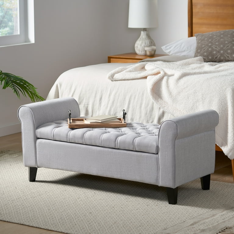 Noble House Redgate Storage Bench Light Grey