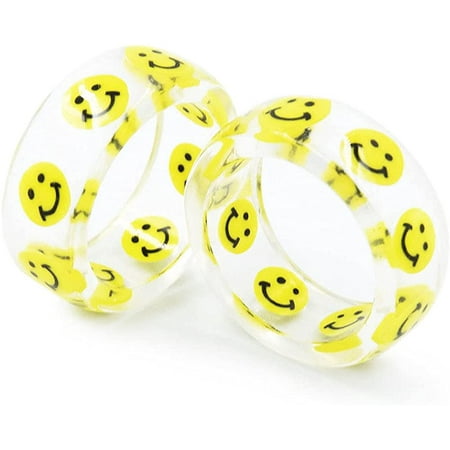 Smiley Face Resin Rings, Happy Face Emoji Rings, Handmade Stackable ...