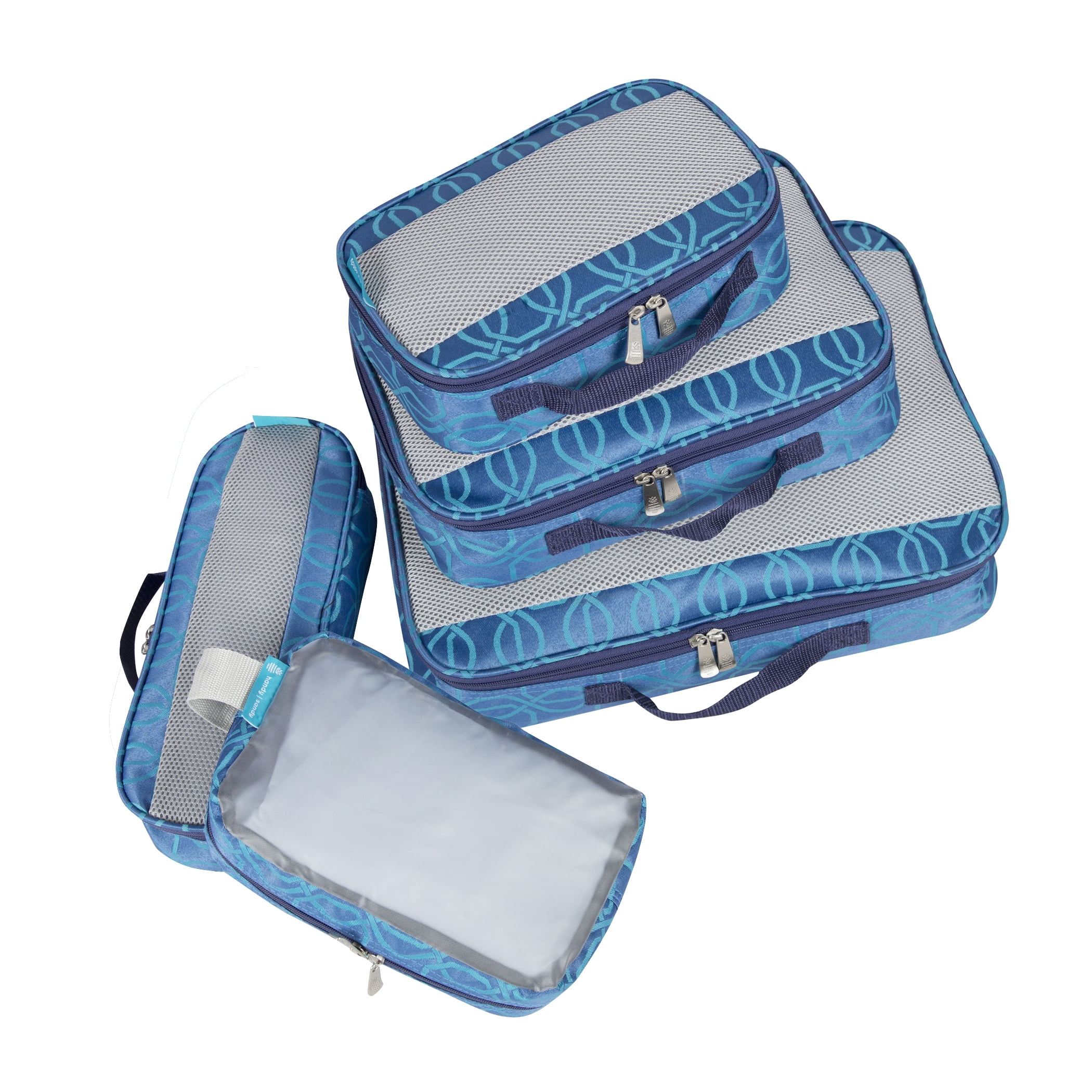 Handy Sandy Deluxe 5 PIECE Travel Organizing Packing Cube Set Blue Aqua ...