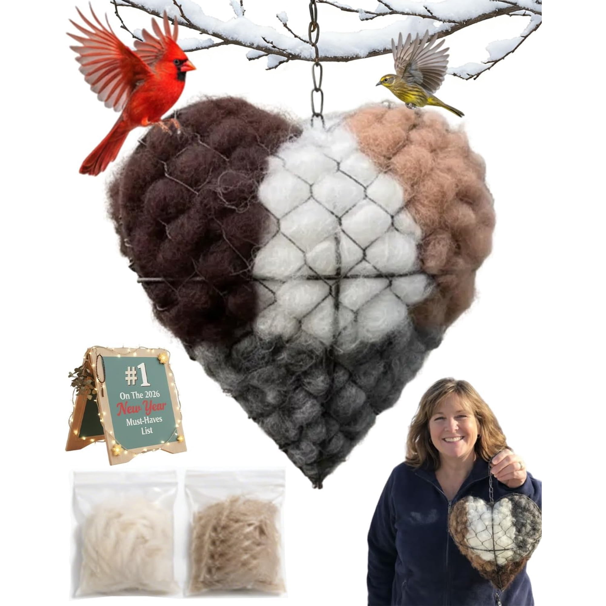 Click here for Unbranded Handmade Alpaca Fibre Bird Nesting Heart... prices
