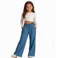 BRGZLK Girl's Linen Pants Summer Casual Solid Color High Waisted ...