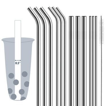 Sinvic 0.5'' Wide Stainless Steel Straws, Reusable for Jumbo Drinks ...