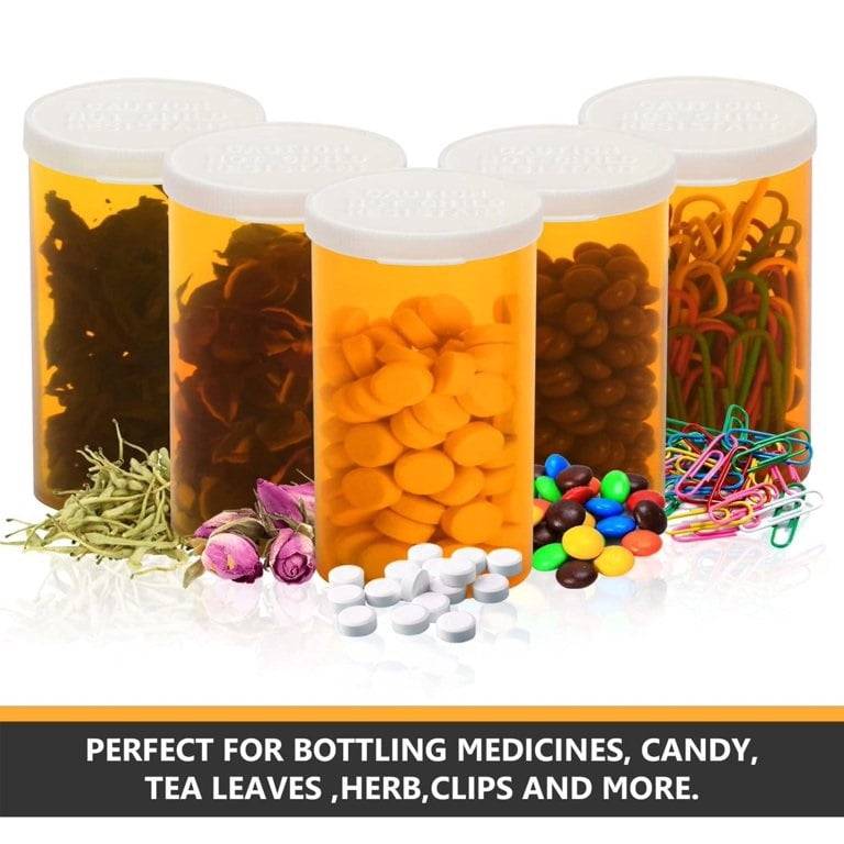 Pharmacy Vials 20 Dram AMBER (PACK OF 16) Snap Cap, Caps Included by ...